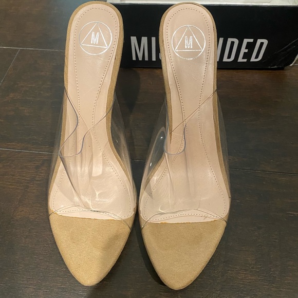 Missguided | Shoes | Stassie X Missguided Nude Pointed Clear Mules ...
